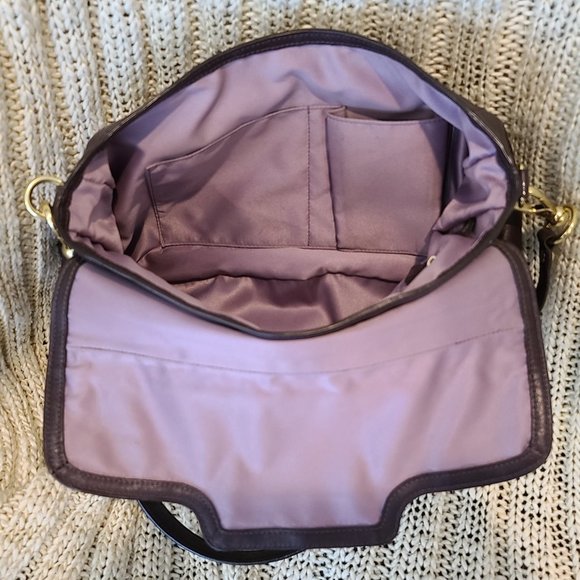 Coach | Bags | Coach Purple Plum Mixed Leather Shoulder Purse Bag ...